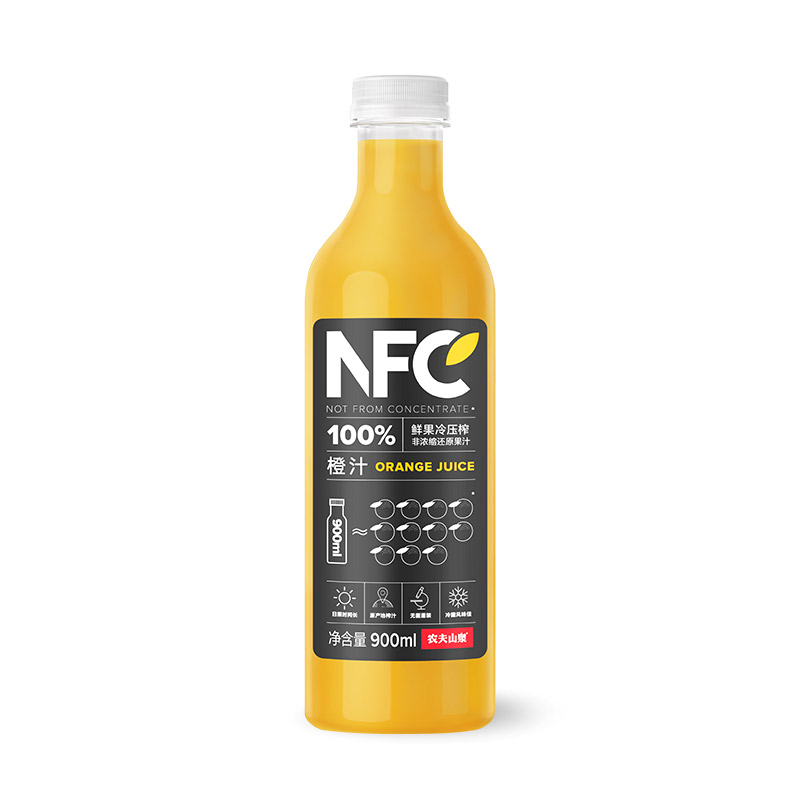 农夫山泉 NFC果汁饮料 100%NFC橙汁900ml*4瓶 礼盒_农夫山泉